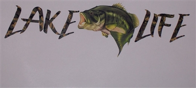 Lake Life with Bass Fish Full color Graphic Window Decal Stick